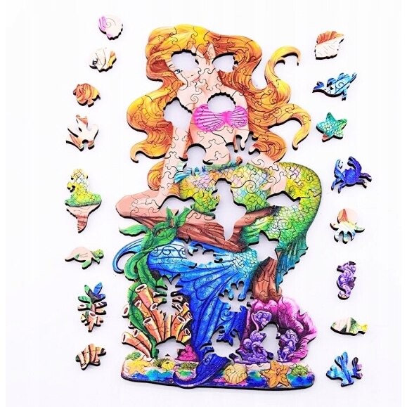 Puzzle sirena, lemn, multicolor, A4, 150 piese - eMAG.ro