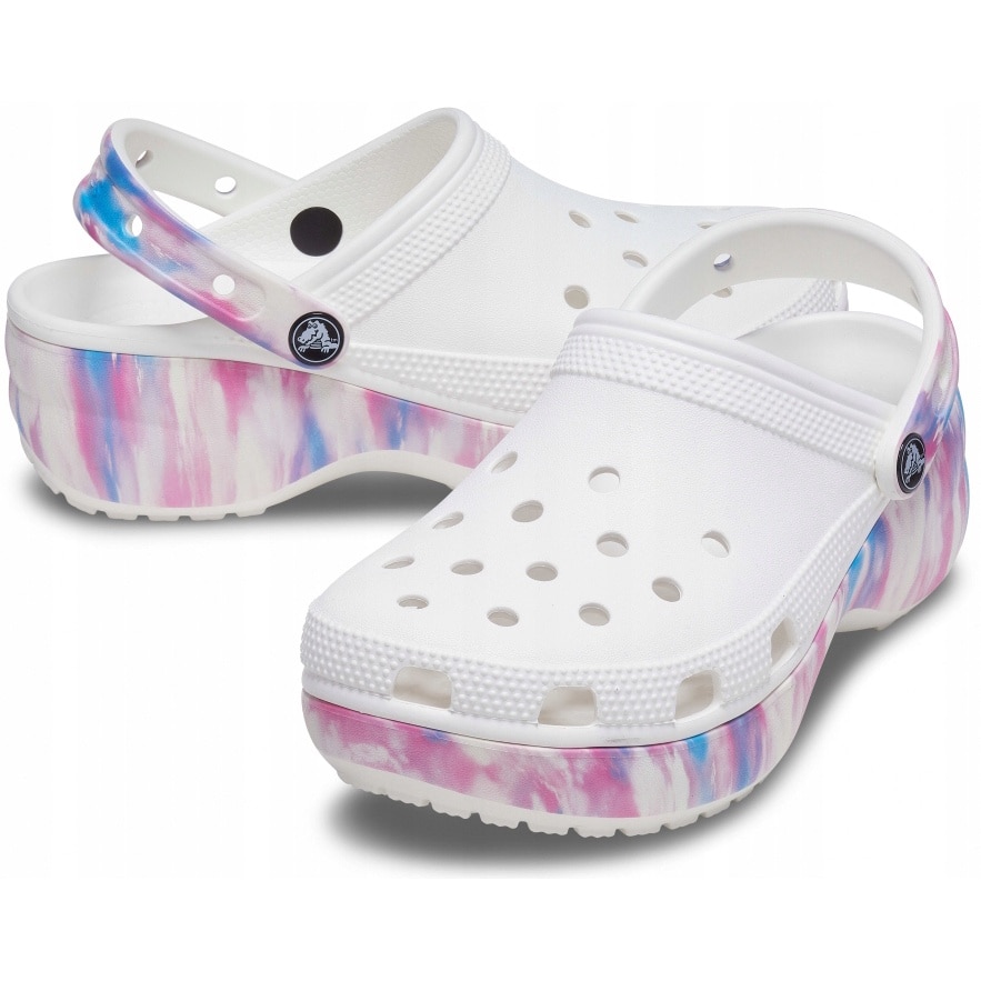 Saboti cu platforma dama Crocs, Alb/Multicolor - eMAG.ro