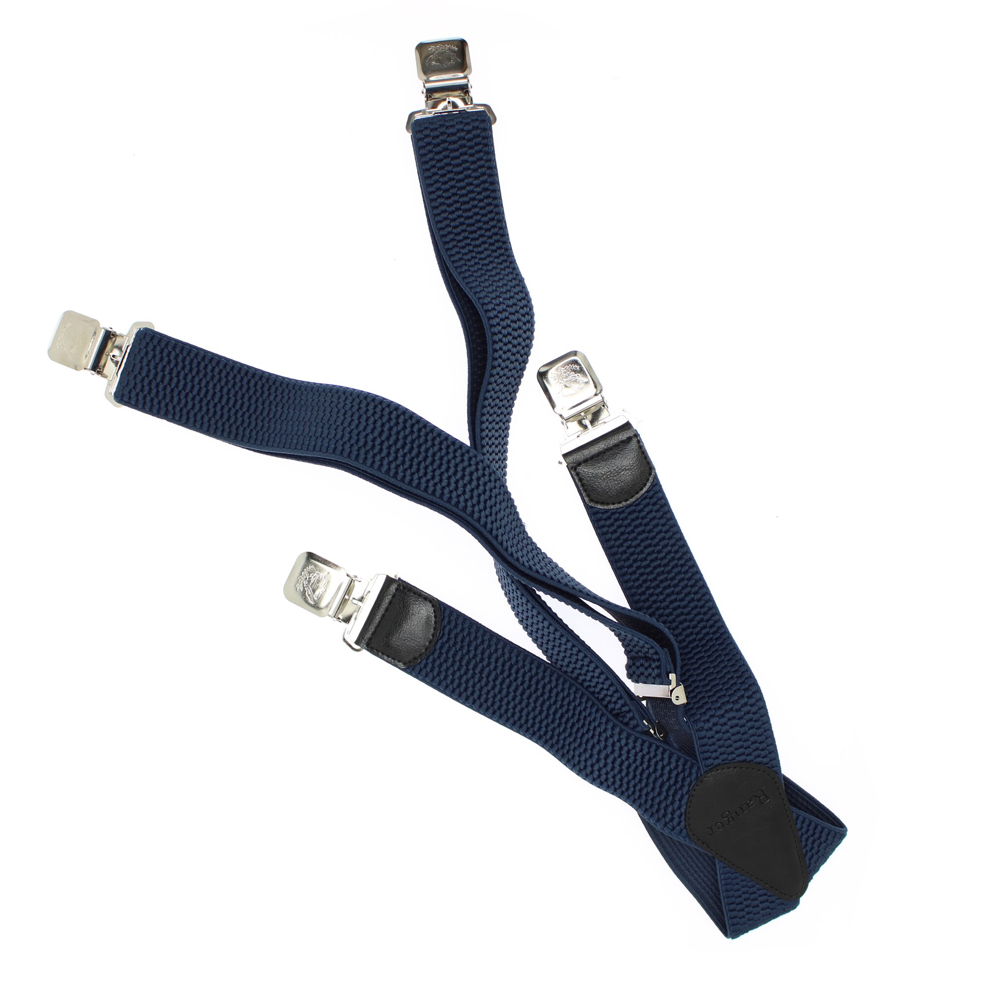 Bretele adulti unisex late, Albastru Navy, cu 4 inchizatori metalice ...