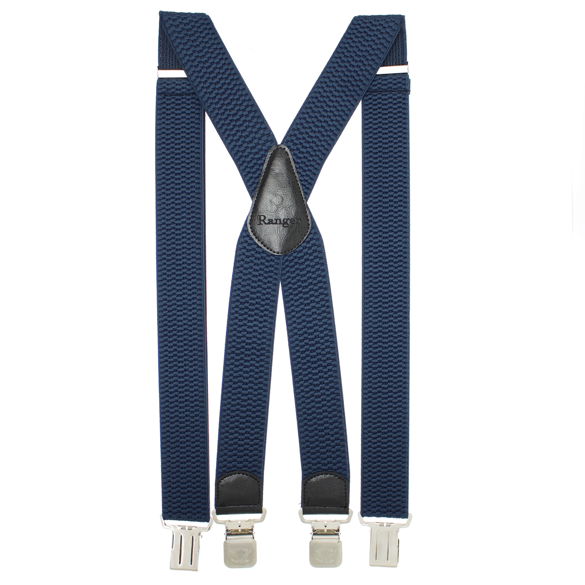Bretele adulti unisex late, Albastru Navy, cu 4 inchizatori metalice ...