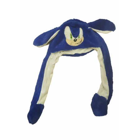 Caciula copii, Sonic, Plus, Urechi mobile si cu luminite, Albastru/Alb ...