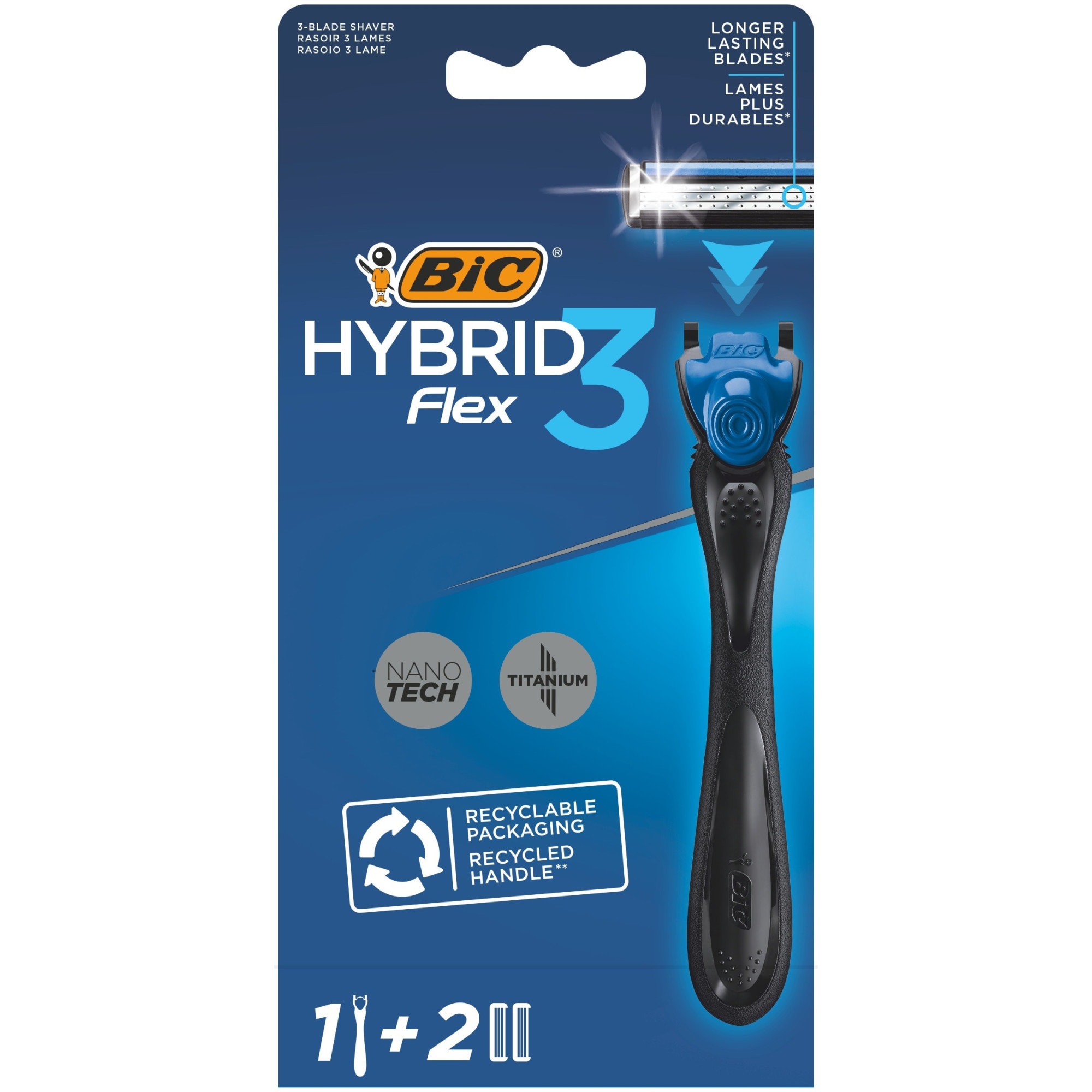 Set lame, Bic, System Hybrid Flex 3 Razor Blister, 1buc - eMAG.ro