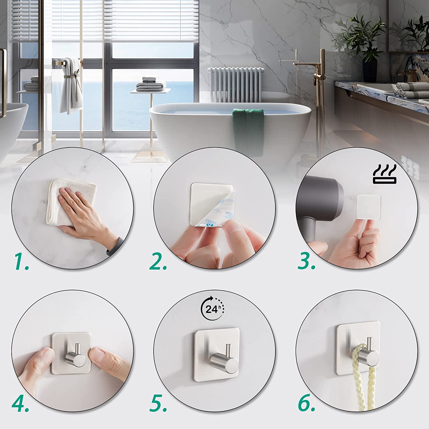 Set 4 Carlige Adezive Din Otel Inoxidabil, Darklove Carlige De Prosoape ...