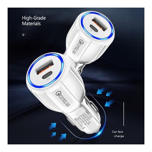 Autós Töltő Quick Charge Usb Porttal és Type C Pd Porttal Gyorstöltő