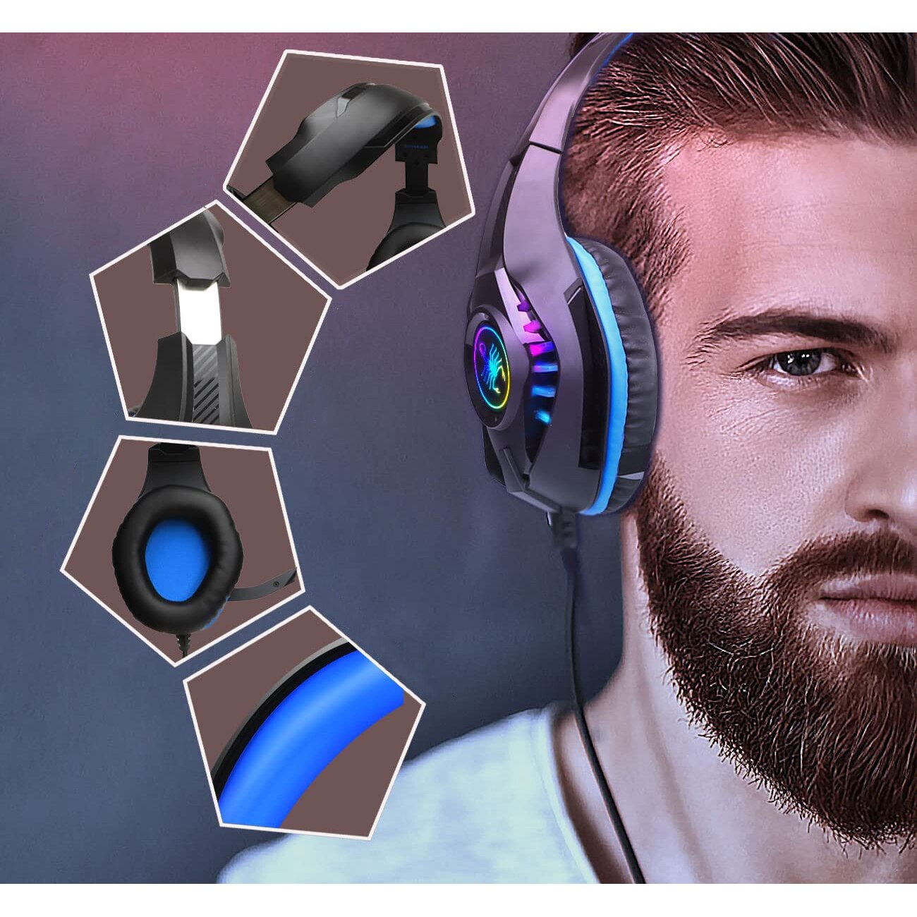 Casti gaming Beexcellent GM-6 pentru PlayStation/ Xbox/ PC, RBG, Noise ...