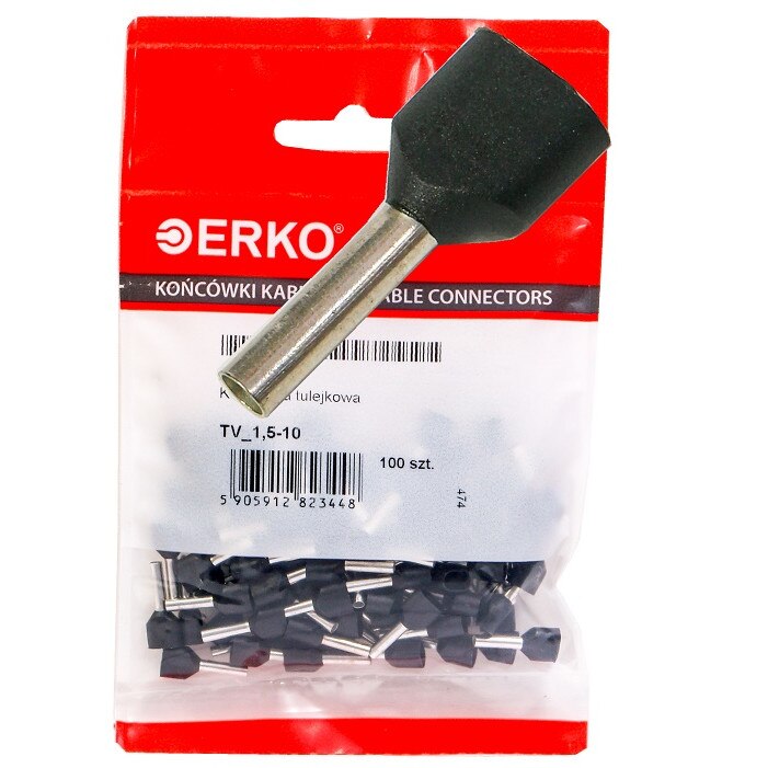 Pini terminali cu izolatie dubla TV 2x1,5/10 100 buc ERKO - eMAG.ro