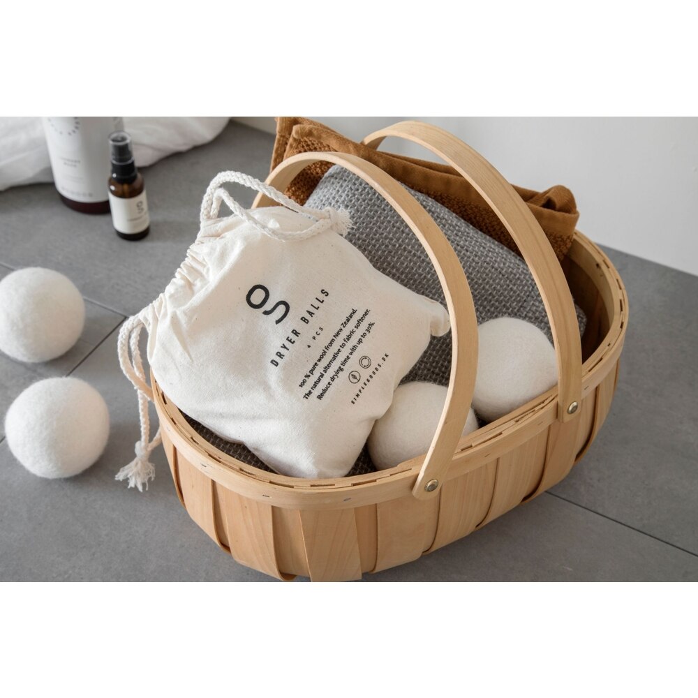 Set 4 bile de lana pentru uscator Simple Goods, efect antistatic ...