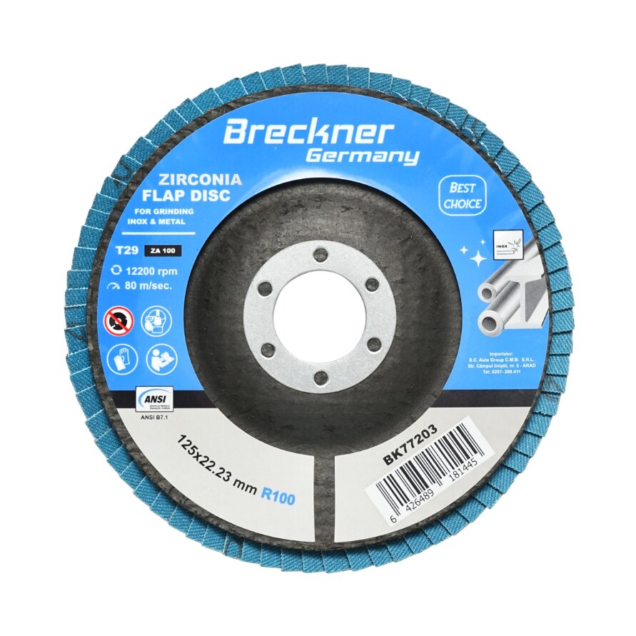 Disc lamelar abraziv cu zirconiu pentru taiat si polizat metal, inox P100, 125mm - eMAG.ro