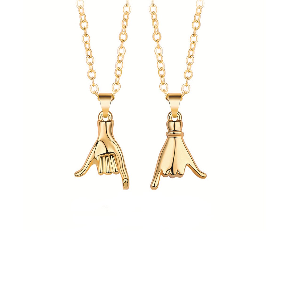 Set 2 lantisoare cu 2 maini culoare aurie - eMAG.ro