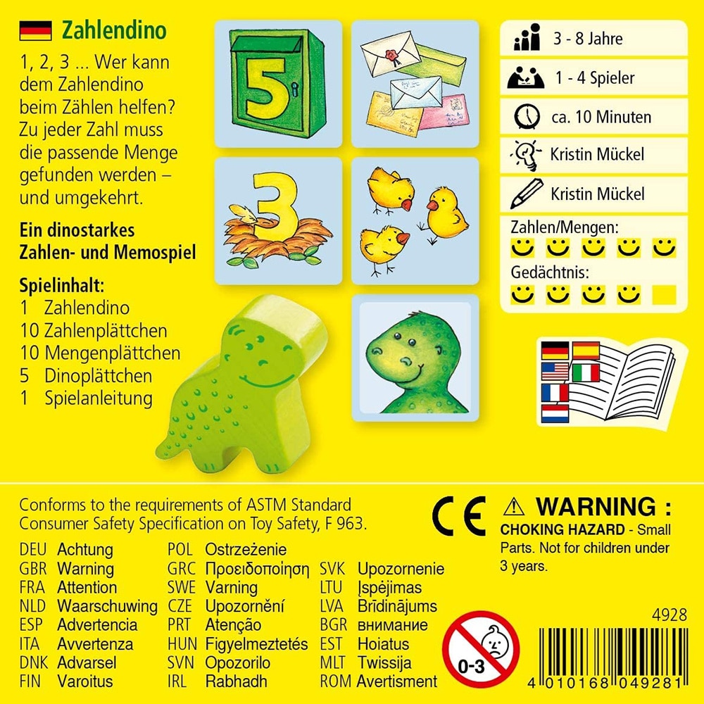 Mini joc de masa pentru copii, Haba, Dinozauri si numere, Invata-ti ...