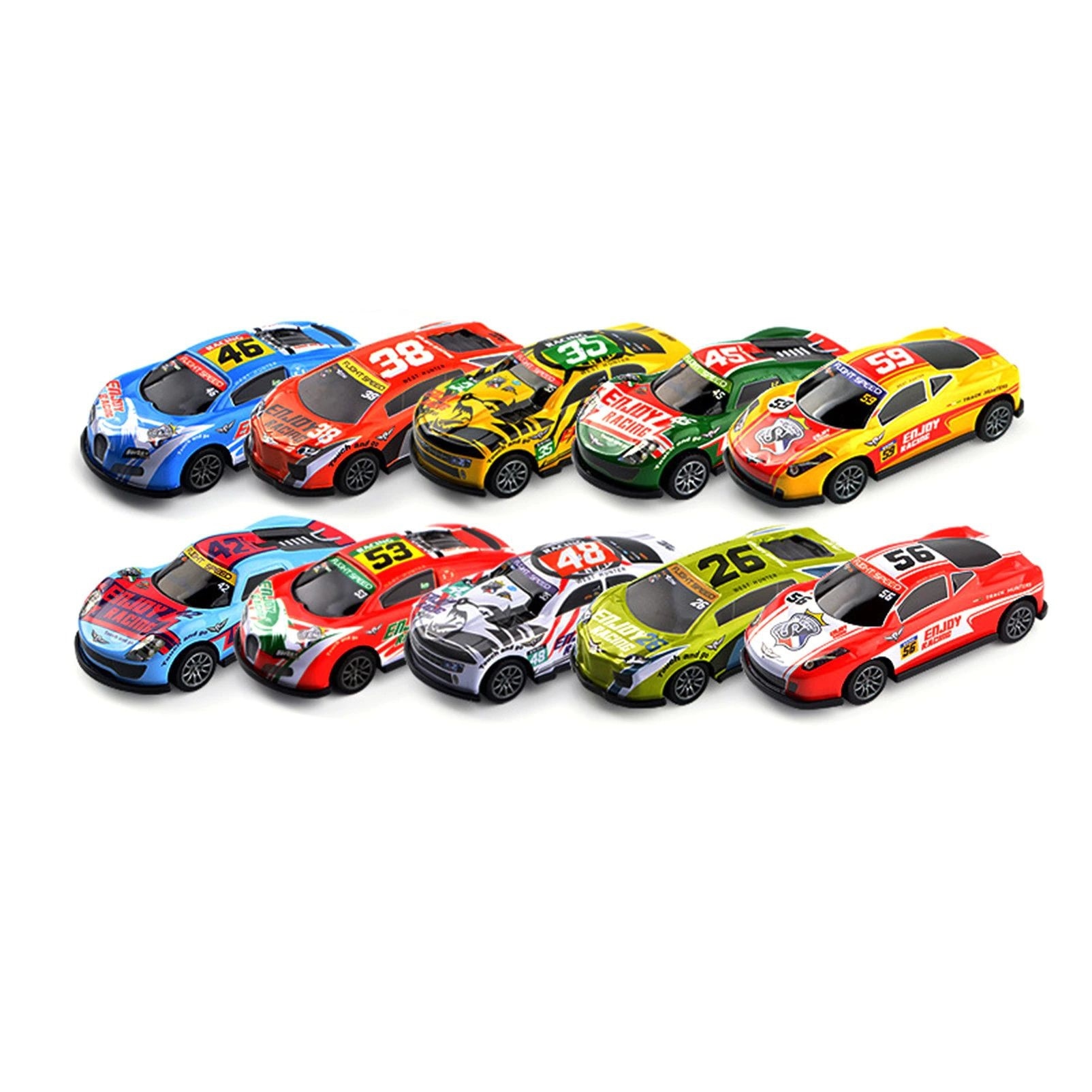 Set 10 masinute de curse, Aliaj, 1:64, Multicolor, Pitikot® - eMAG.ro