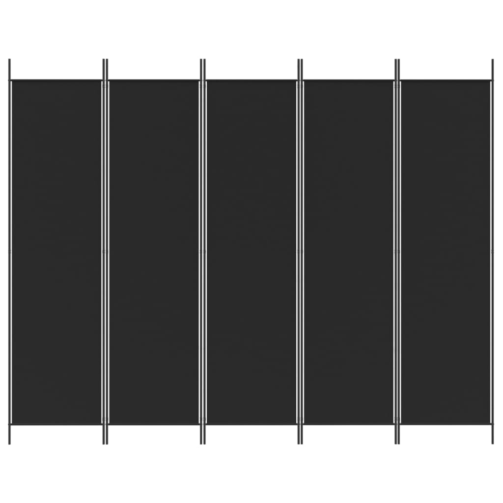 Paravan de camera cu 5 panouri vidaXL, negru, 250x200 cm, textil - eMAG.ro