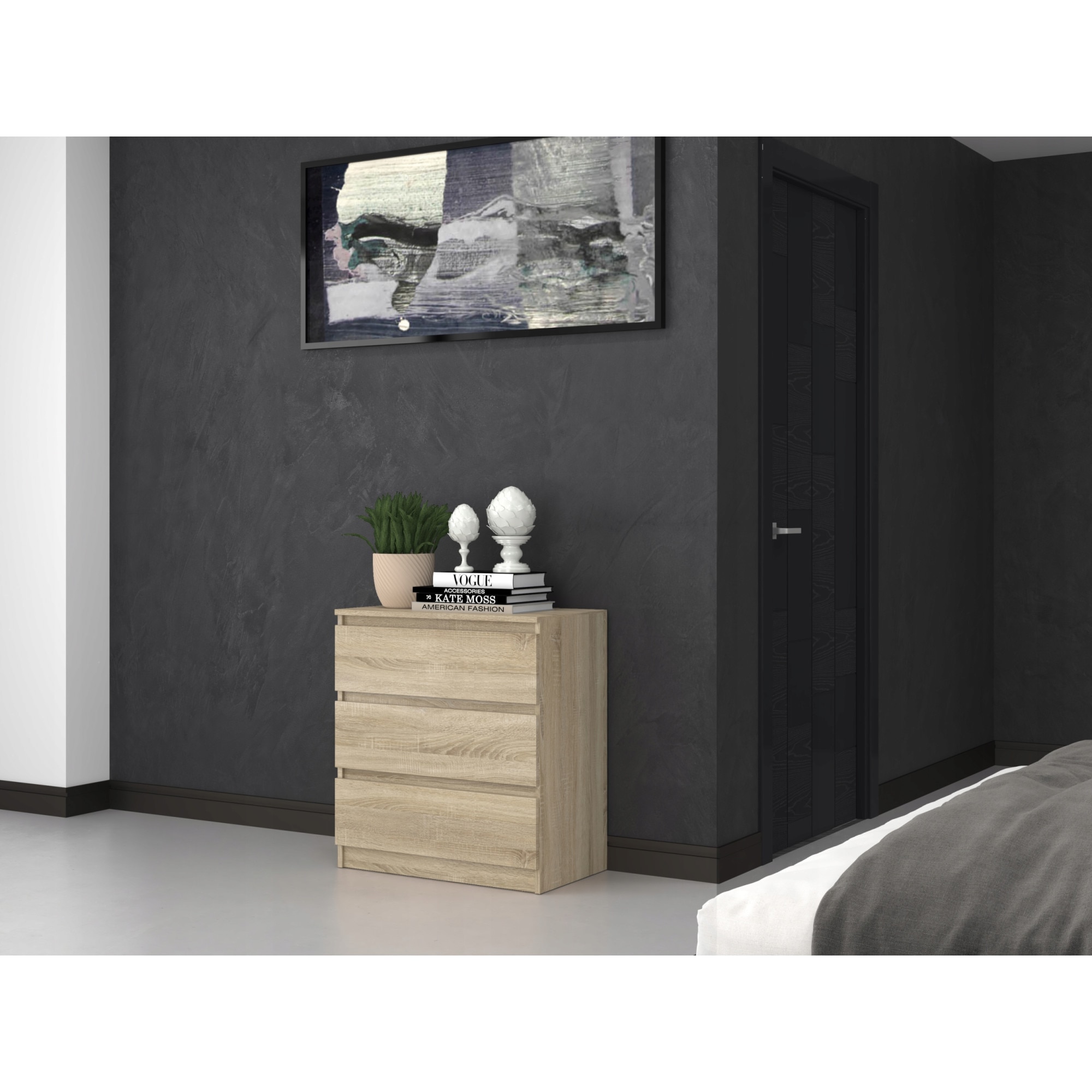 Comoda 3 sertare 70 x 40 x 77cm stejar sonoma - eMAG.ro