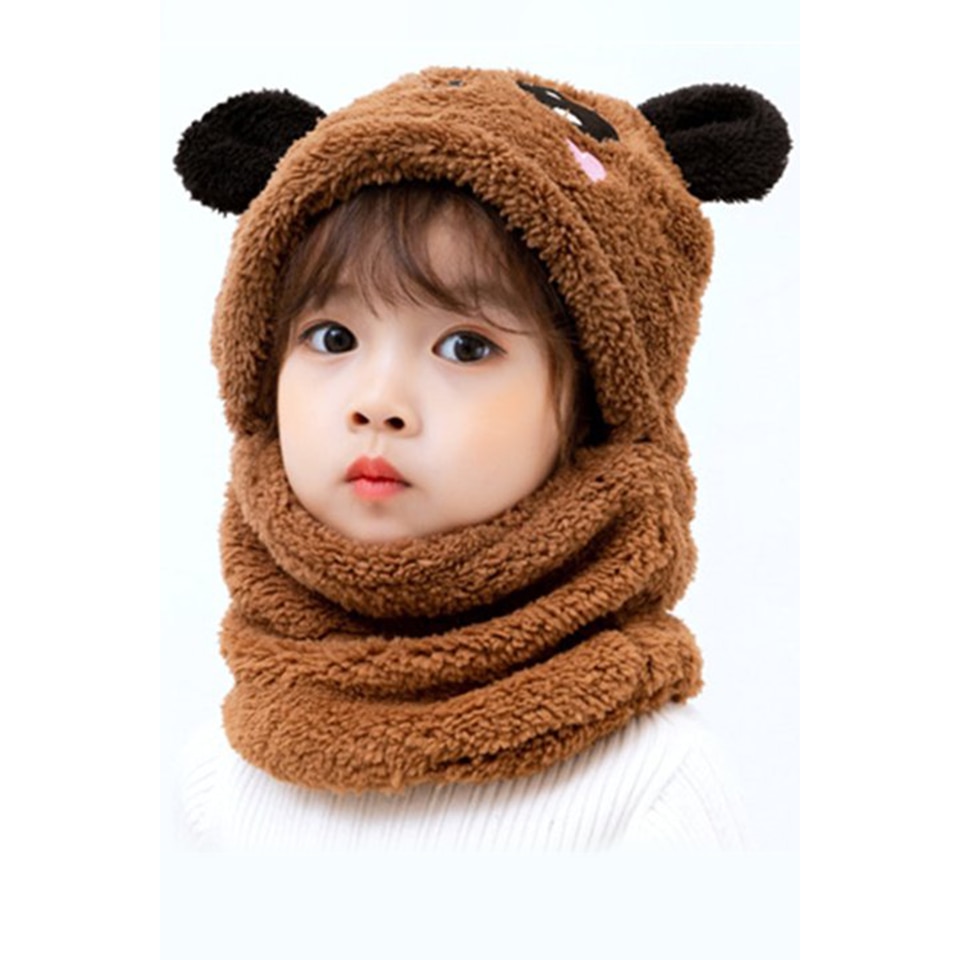 Caciula pentru copii, tip cagula, model ursulet zambitor, 5-12 ani ...