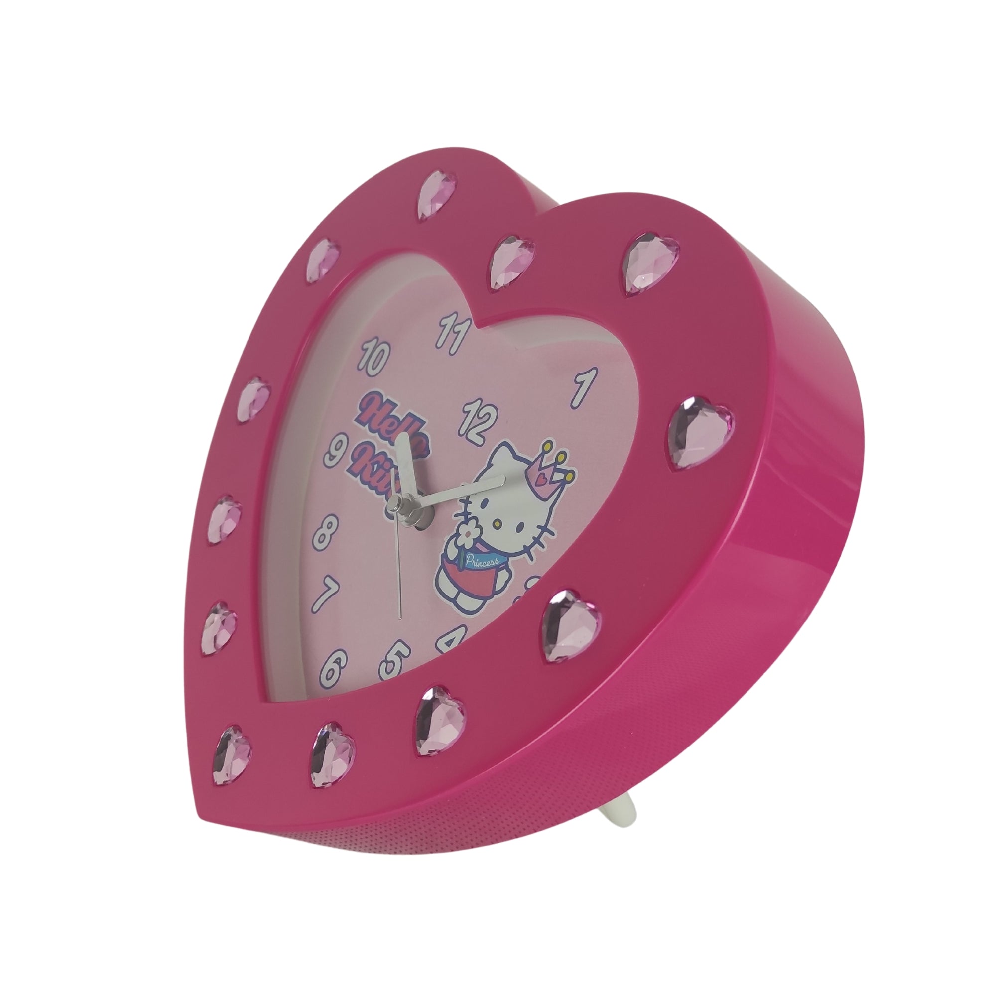 Ceas de masa sau perete Hello Kitty inima roz cu cristale, 17 x 18 cm ...