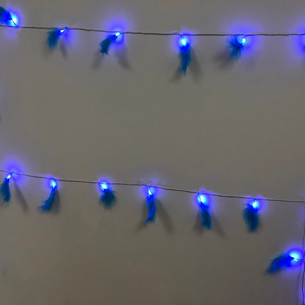 Instalatie decorativa LED cu pene colorate, 20 leduri, 3.5 m, albastru ...