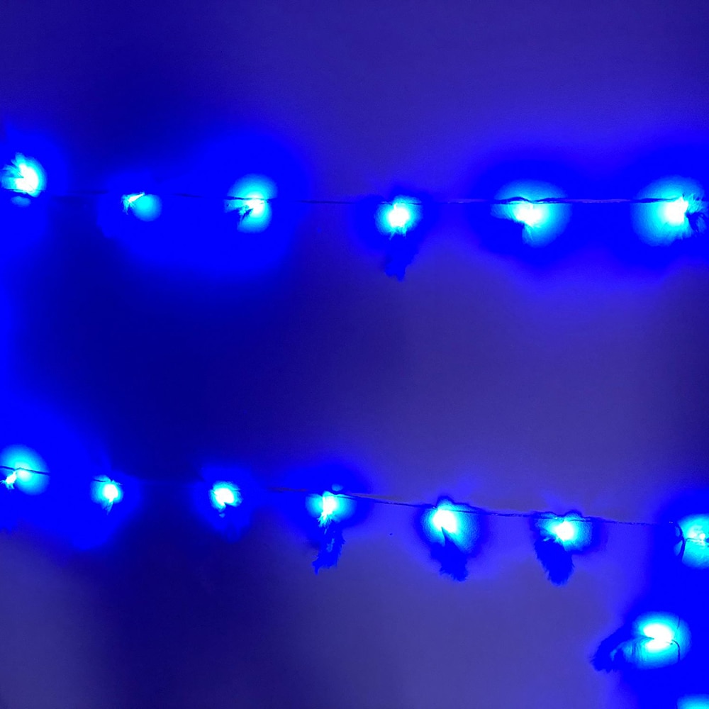 Instalatie decorativa LED cu pene colorate, 20 leduri, 3.5 m, albastru ...