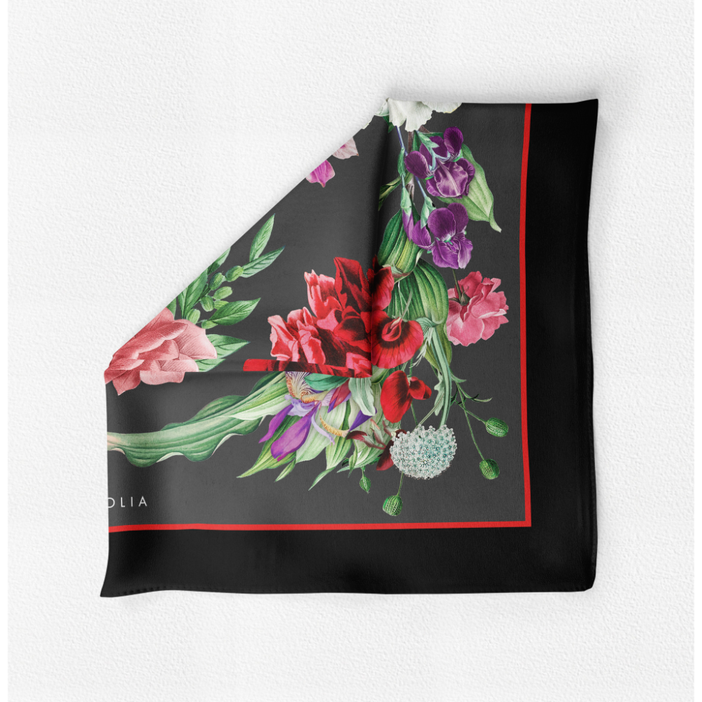 Batic matase Secret Garden, negru, 90 cm x 90 cm - eMAG.ro