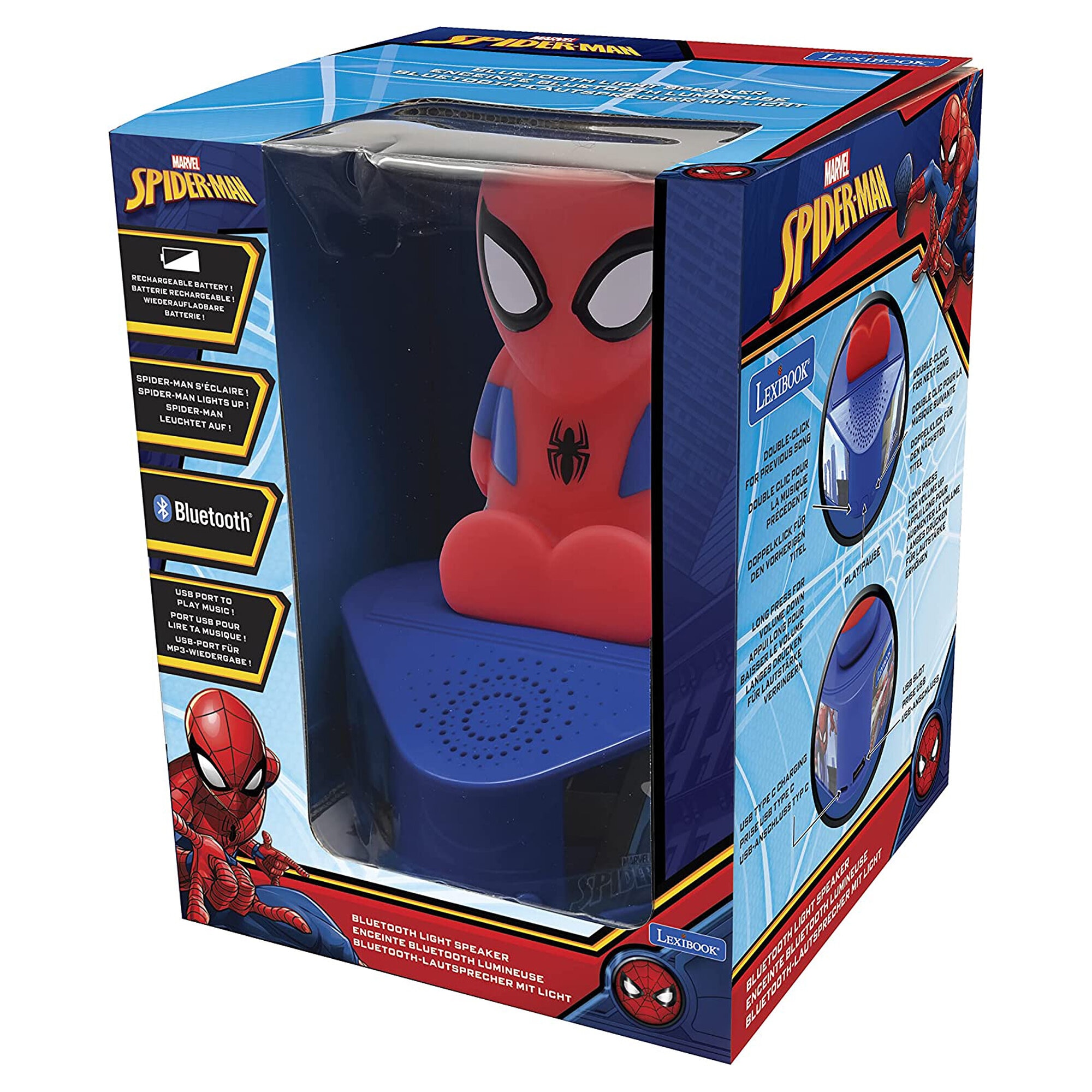 Boxa copii Spiderman, Lexibook, 3 ani+, 800 mAh, Albastru/Rosu - eMAG.ro