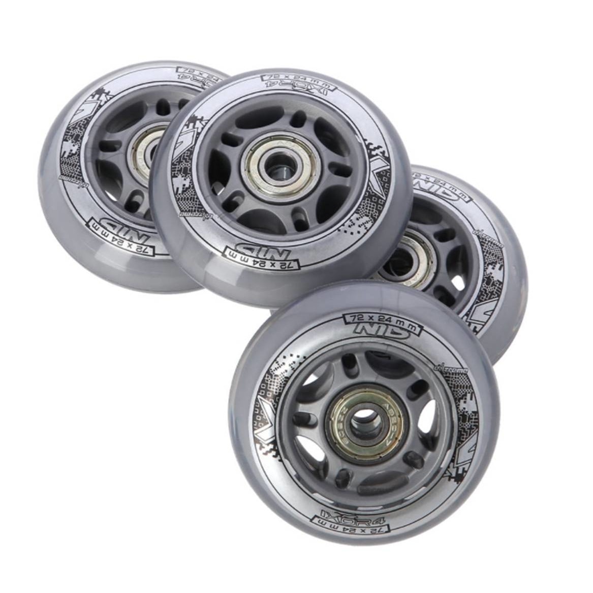 Set 4 roti pentru role Nils, 72x24mm, 82A, Rulmenti ABEC-7, Poliuretan ...