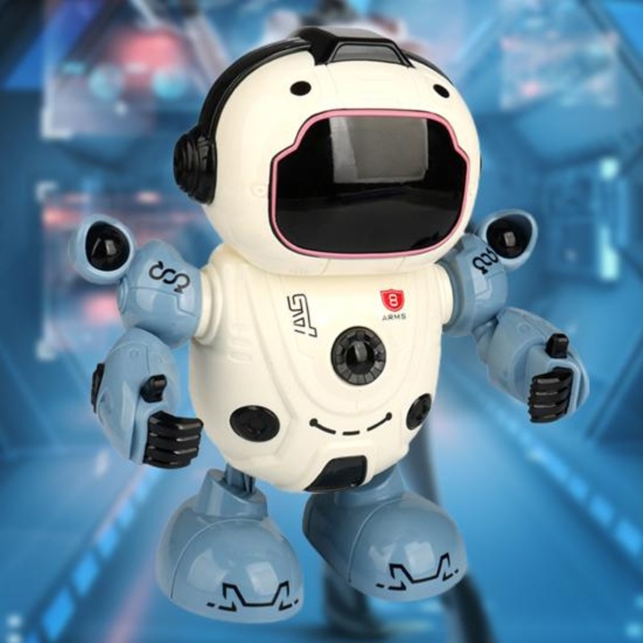 Robot dansator pentru copii, cu muzica, luminite colorate, 18 cm - eMAG.ro