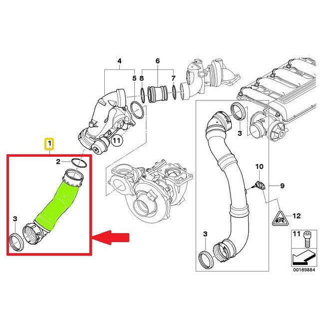Intercooler turbina furtun, Turborury, Bmw 5 E60 E61 535d 3.0 ...