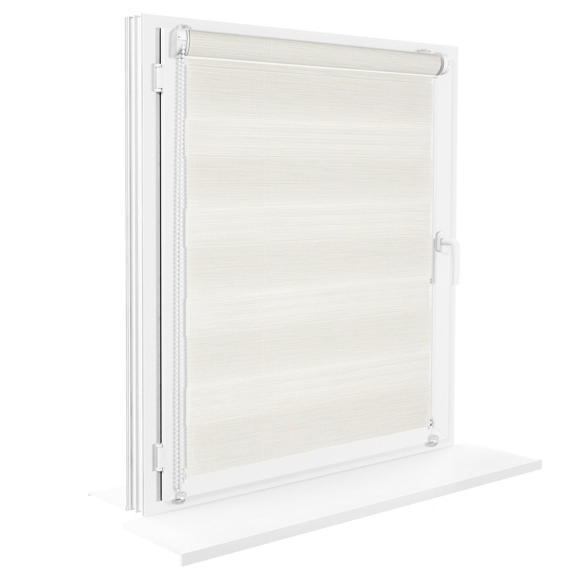 Roleta textila, Natural, instalare non-invaziva, rulou Zi si Noapte ...