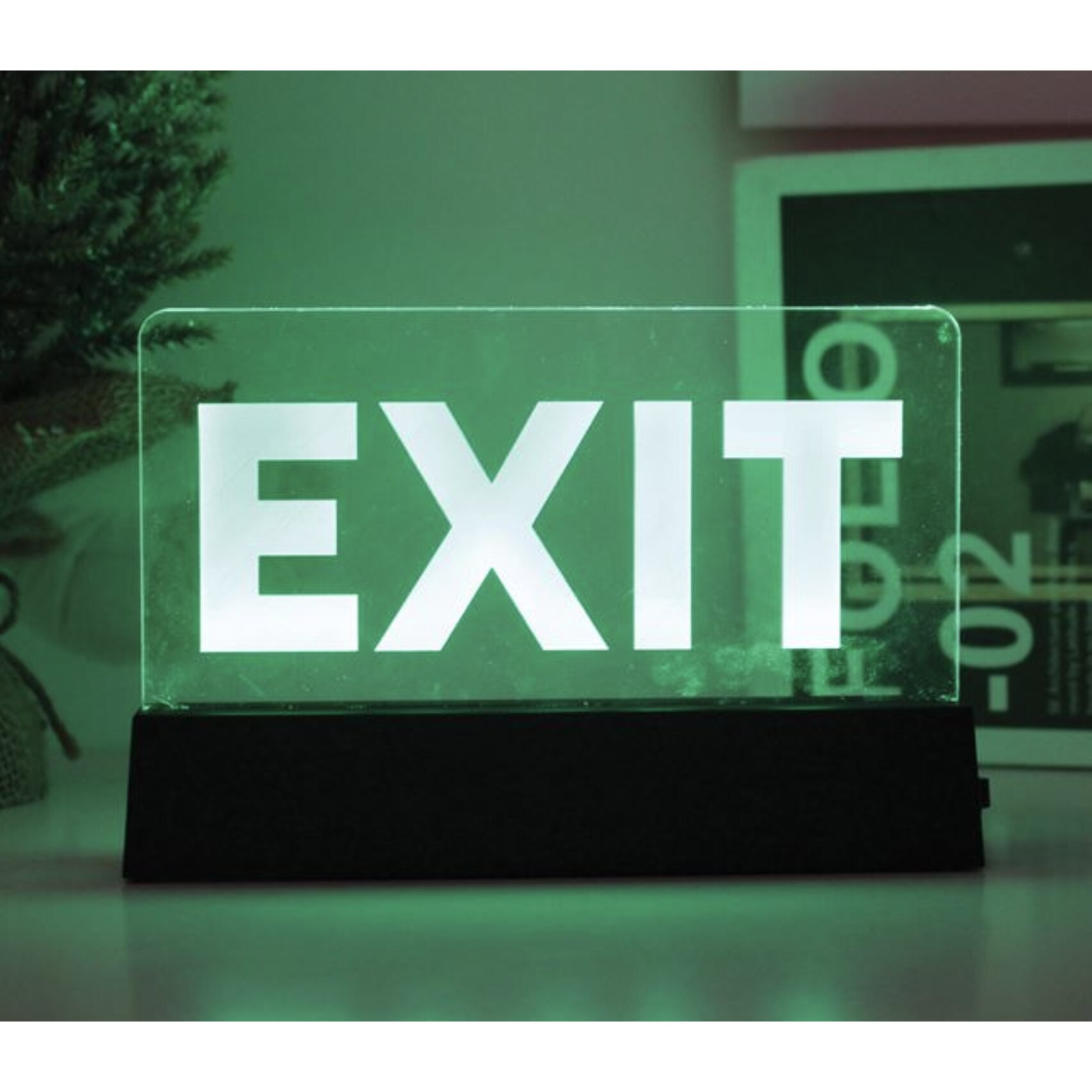 Decoratiune LED pentru interior, EXIT, 18x3x12cm, Negru - eMAG.ro
