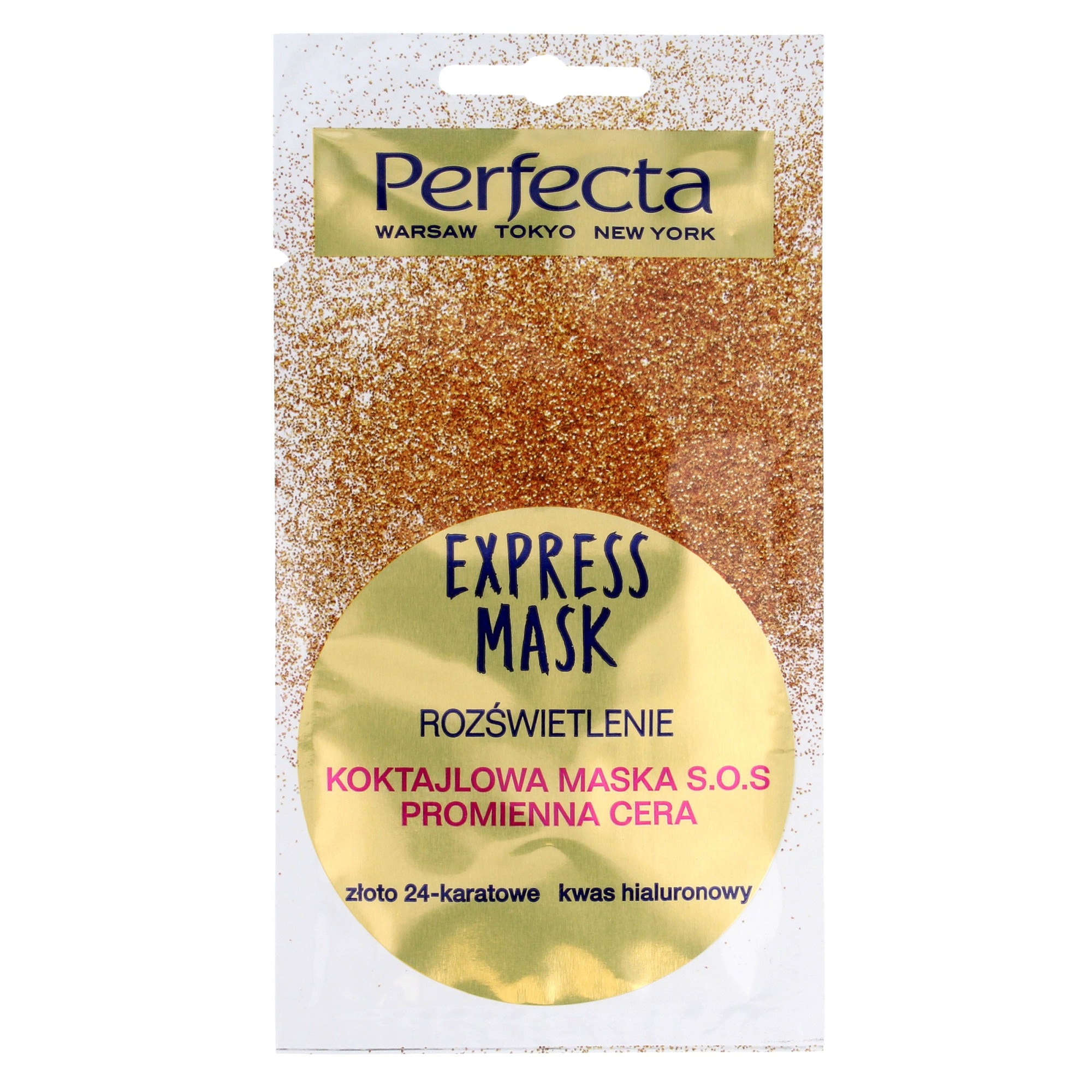 Masca pentru ten, Perfecta, Express Mask, Aur 24k, Iluminare, 8ml - eMAG.ro