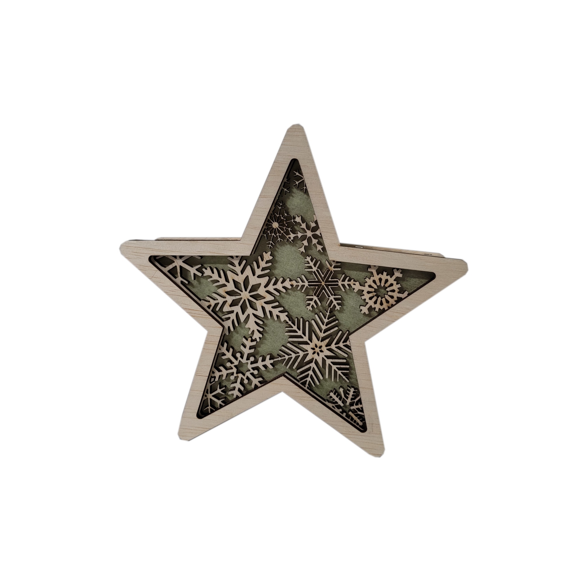 Decoratiune de Craciun sub forma de stea, din lemn, 20X20 cm cu ...