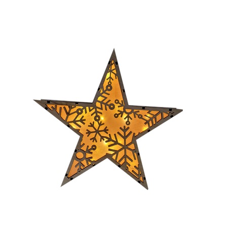 Decoratiune de Craciun sub forma de stea, din lemn, 20X20 cm cu ...