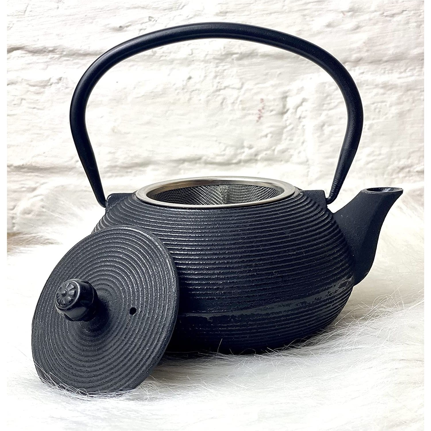 Ceainic din fonta cu infuzor metalic, NEGRU, 500ml - eMAG.ro
