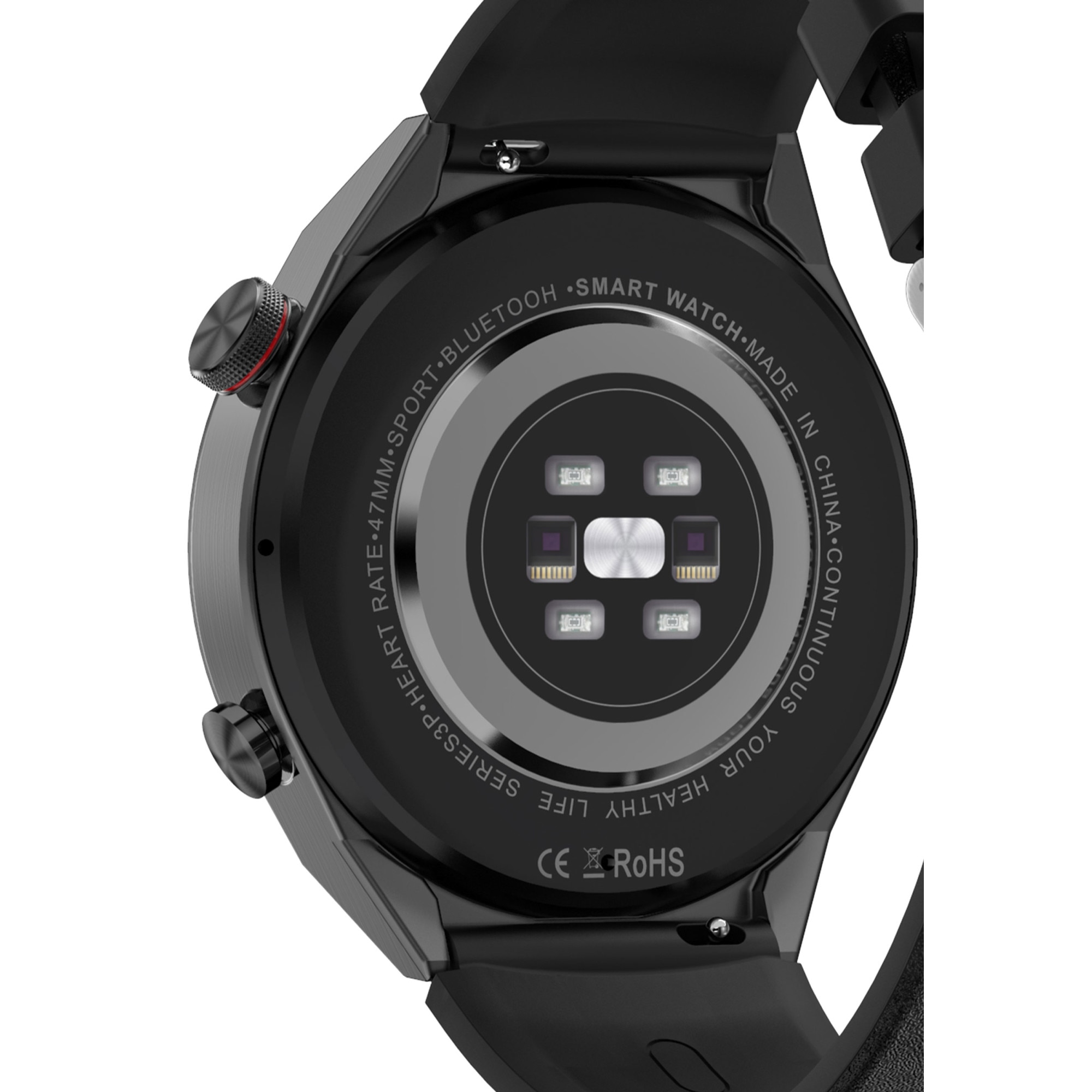 Ceas Smartwatch Watchmark Maverick curea de silicon negru 1.5 inch ...