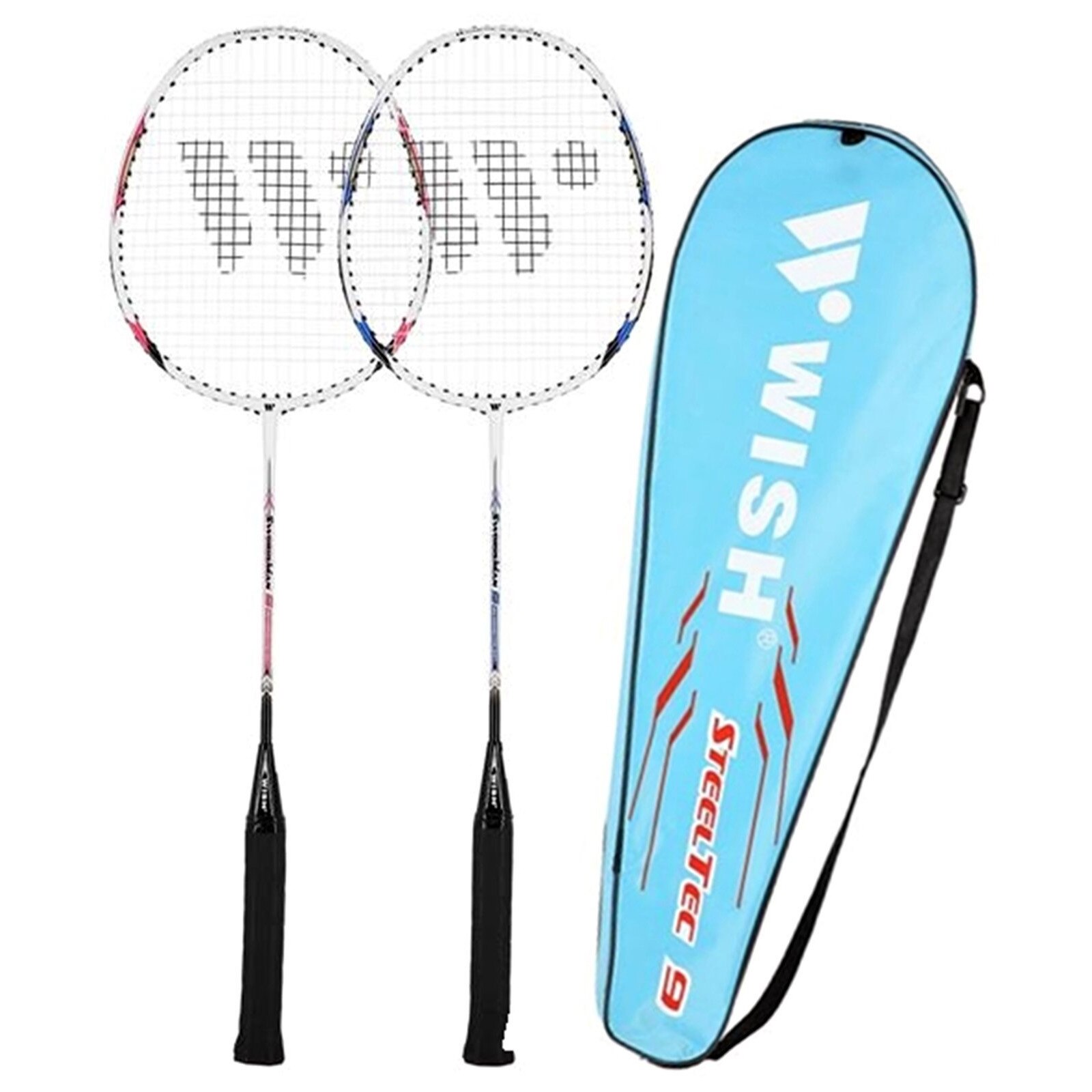 Set 2 rachete badminton, Wish, Aluminiu, Alb/Negru - eMAG.ro