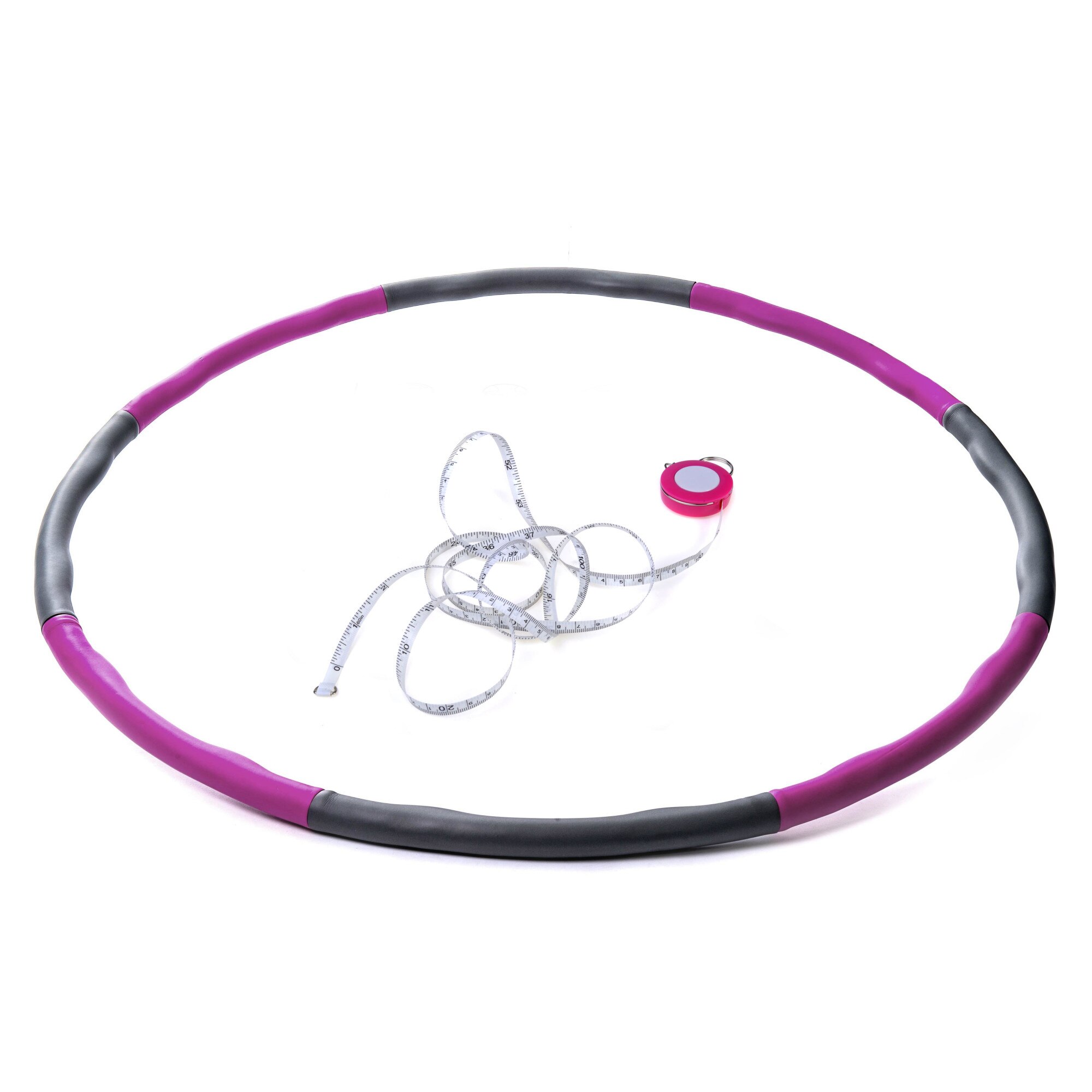 Cerc gimnastica Hula Hoop cu ruleta, diametru 90 cm, mov/gri - eMAG.ro