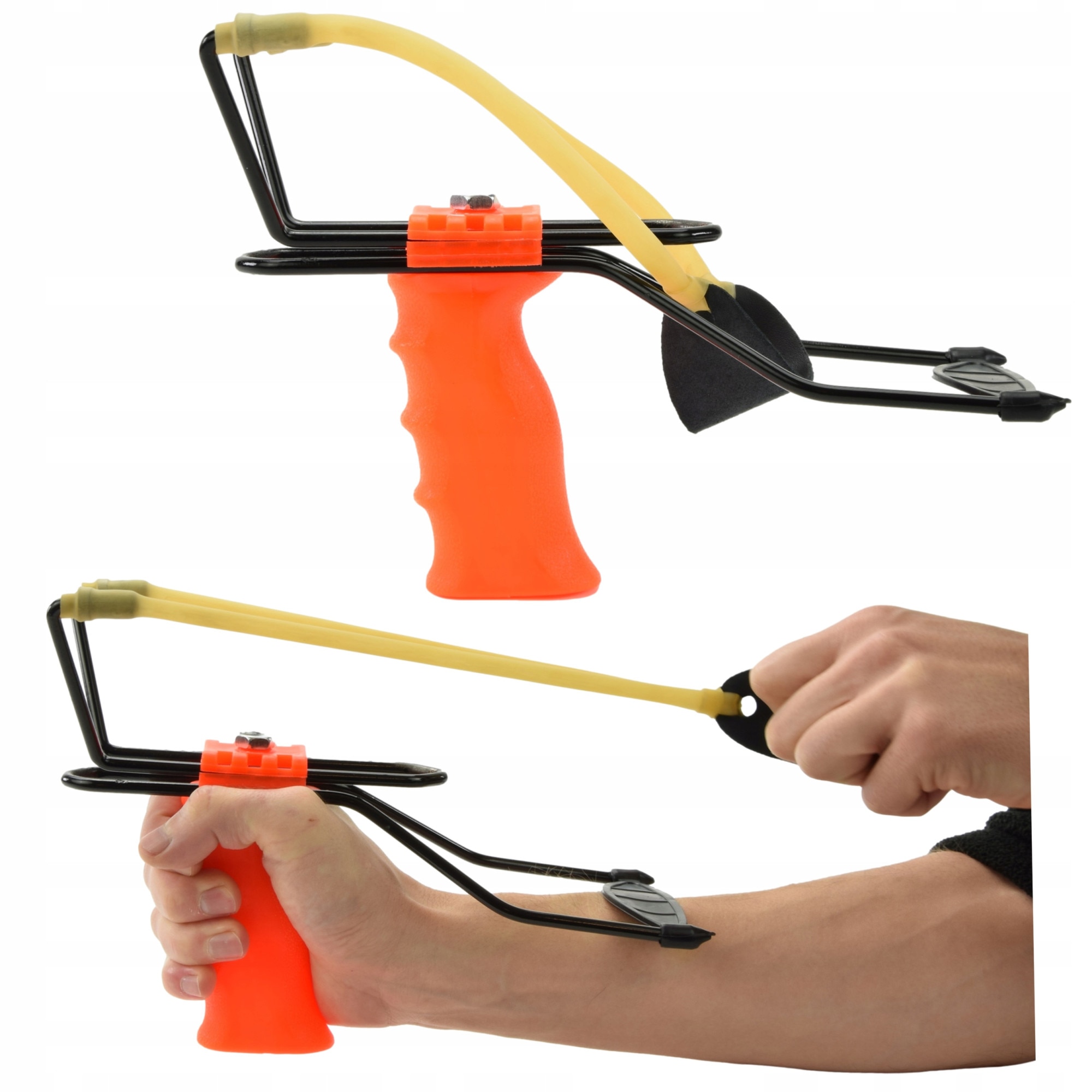 Прашка с дръжка и опора за предмишница, За деца, Черен, Оранжев - eMAG.bg