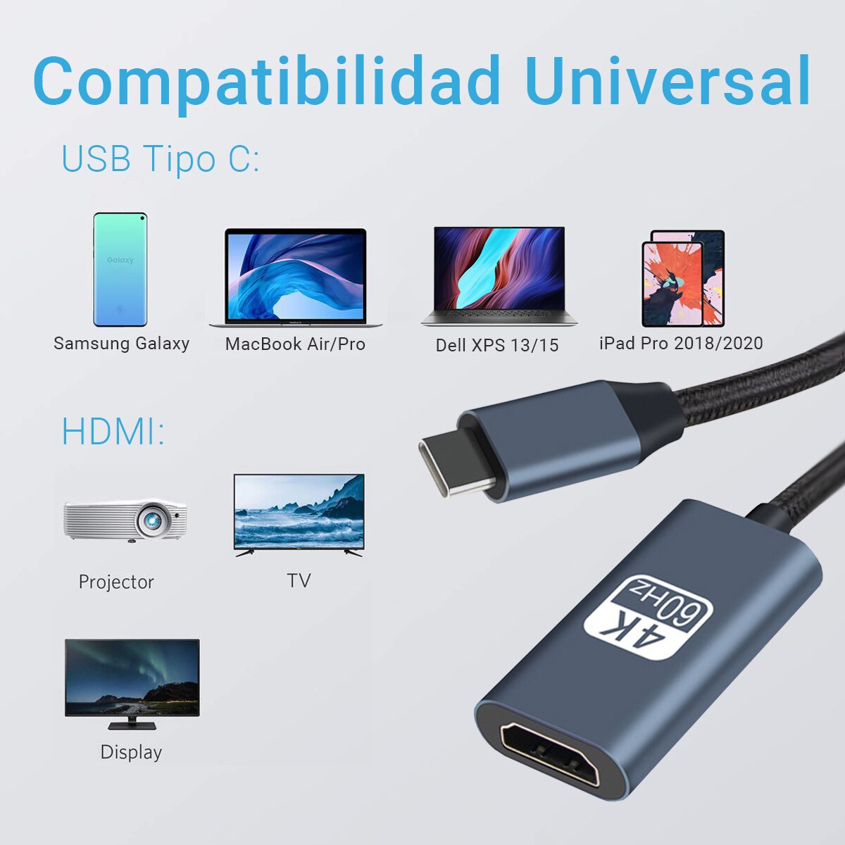 Адаптер, USB-C/HDMI, 4K, 60Hz, Сребрист - eMAG.bg