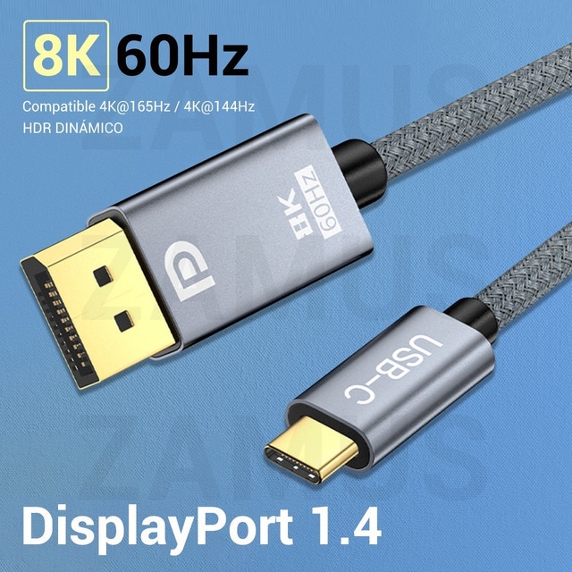 Cablu USBC Displayport DP1.4, 8K 60Hz, 2m, Unidirectional, Argintiu ...