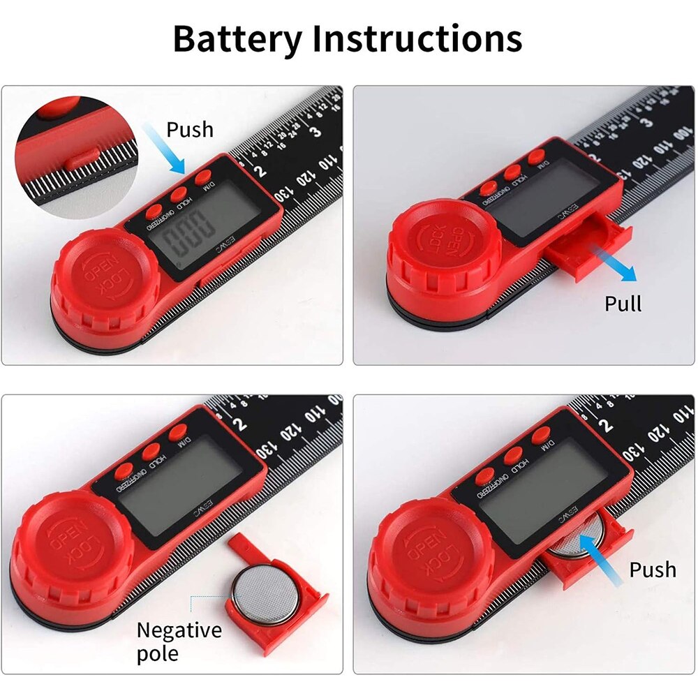 Raportor digital de unghi 2in1, JESWO, 7 inch/200 mm, Negru - eMAG.ro