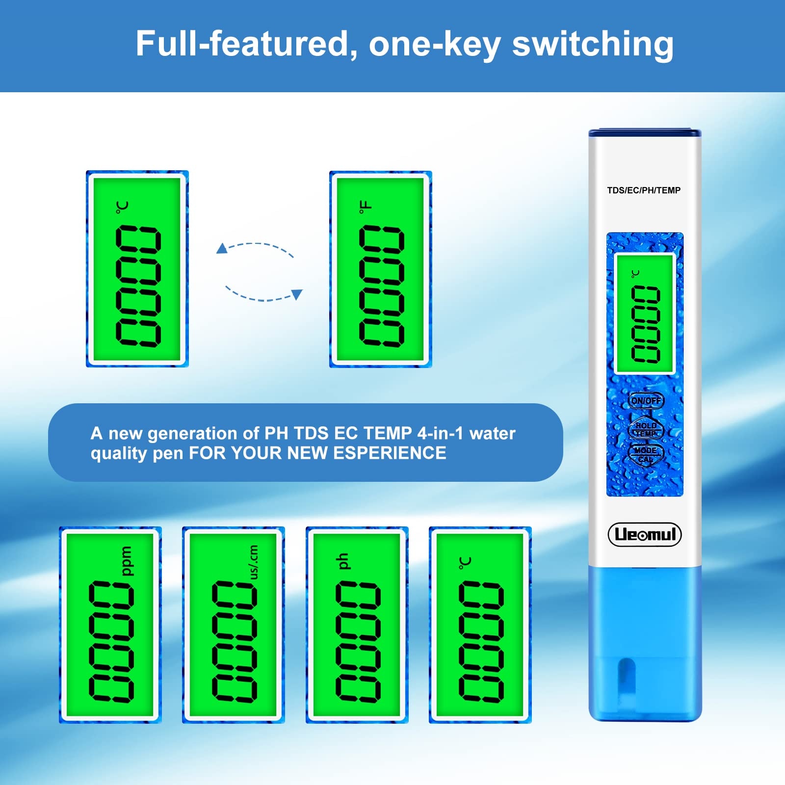 Contor digital de 4in1, pH/EC/TDS/Temperatura, Alb - eMAG.ro