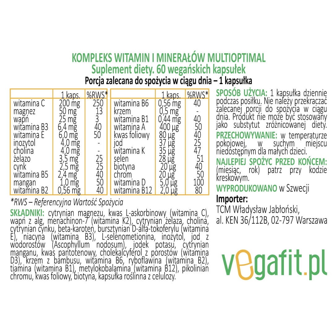 Complex de vitamine/minerale MultiOptimal, Helhetshalsa, 60 capsule ...