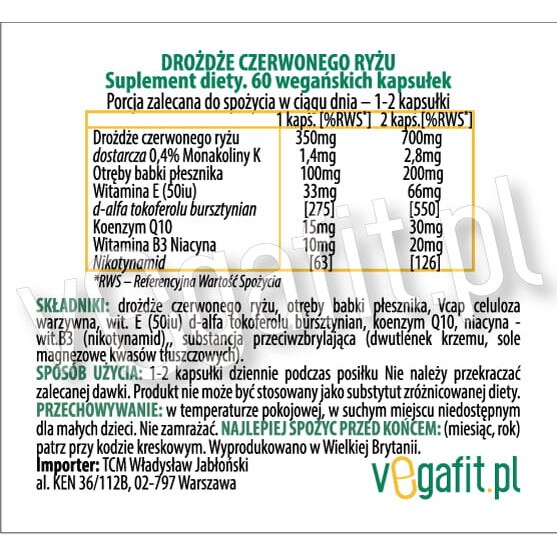 Supliment alimentar, Veganicity, Drojdie de orez rosu + Vitamina E, B3 ...
