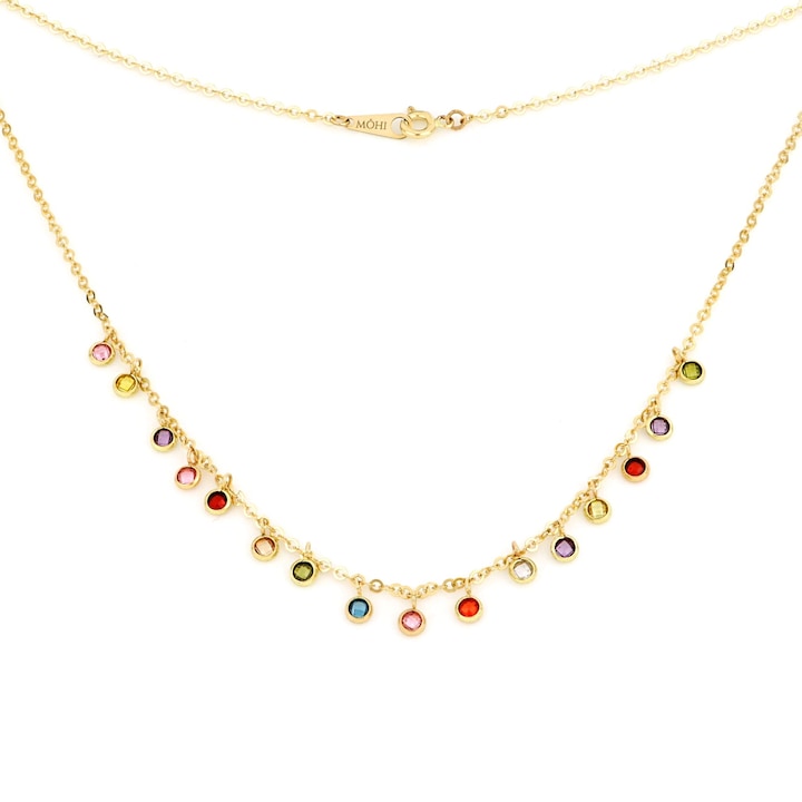 Lant cu pietricele din zirconia colorate, aur 14k - eMAG.ro