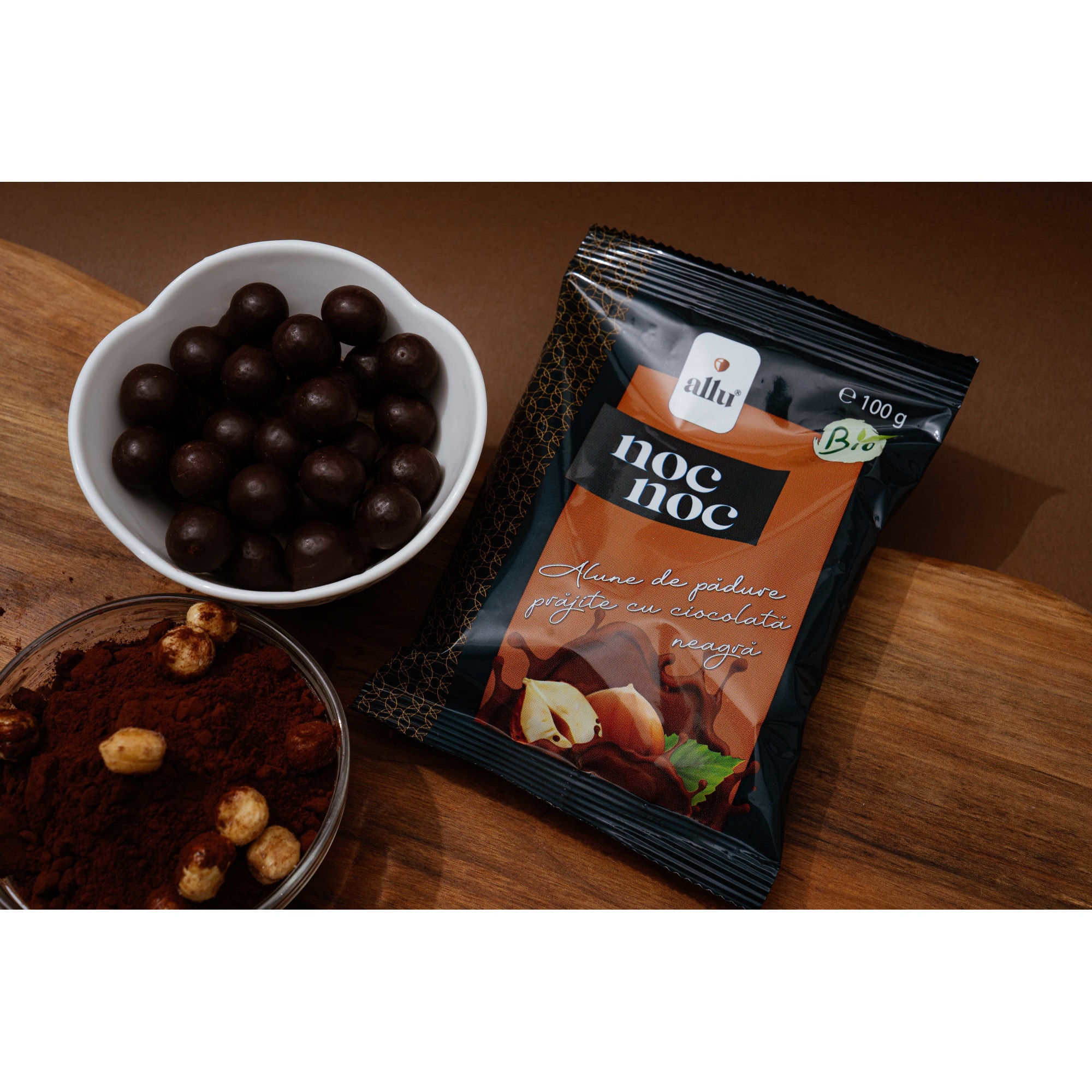 Alune de padure prajite cu ciocolata neagra, Allu, 100g - eMAG.ro