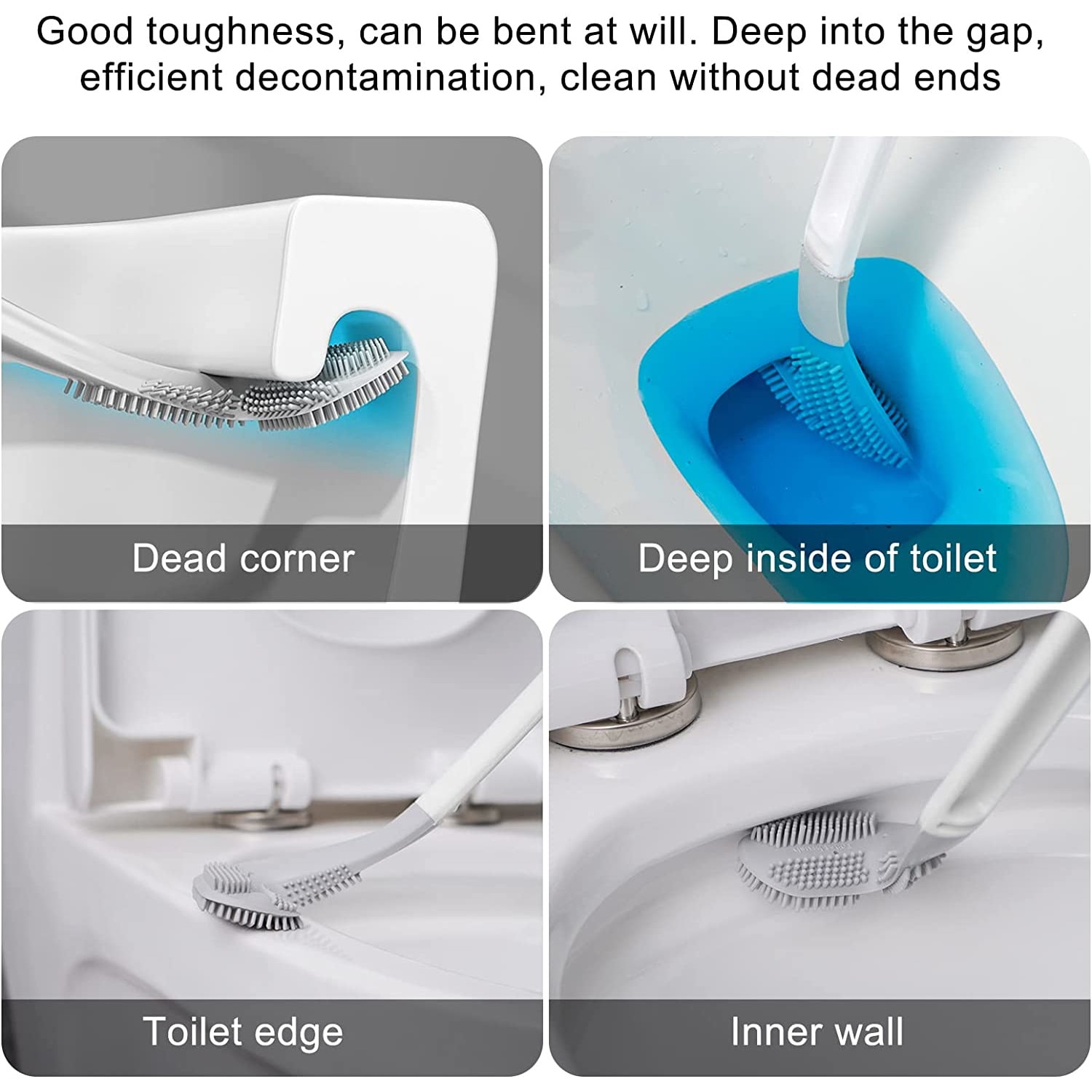 Perie WC din Silcon pentru Vasul de Toaleta, cu Suport Autoadeziv pe ...