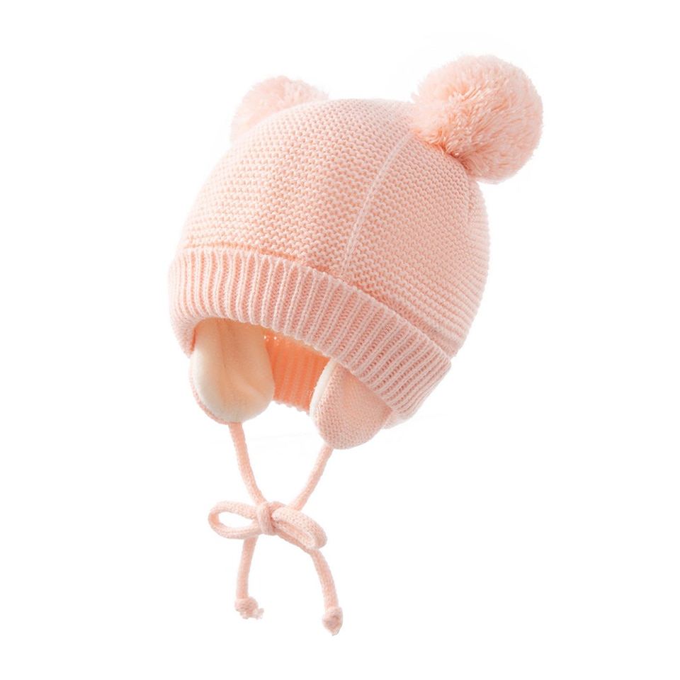 Set caciula copii cu manusi pentru iarna, model cu urechi pom pom, 1-4 ...