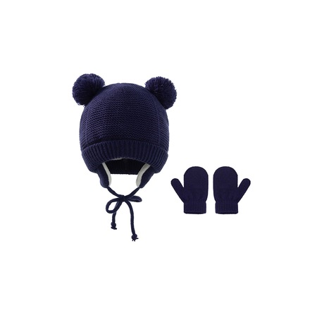 Set caciula copii cu manusi pentru iarna, model cu urechi pom pom, 1-4 ...