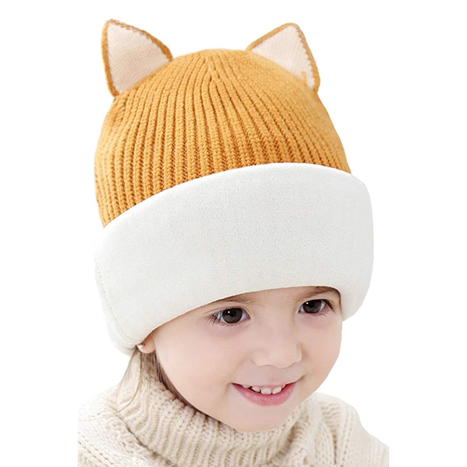 Caciula pentru copii, tip cagula, model cu urechi de pisica ascutite ...