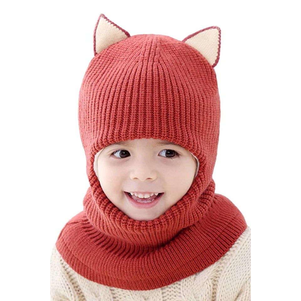 Caciula pentru copii, tip cagula, model cu urechi de pisica ascutite ...