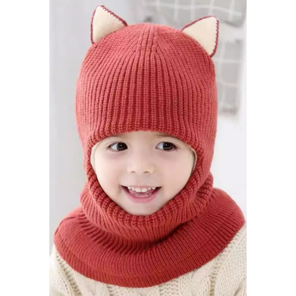 Caciula pentru copii, tip cagula, model cu urechi de pisica ascutite ...